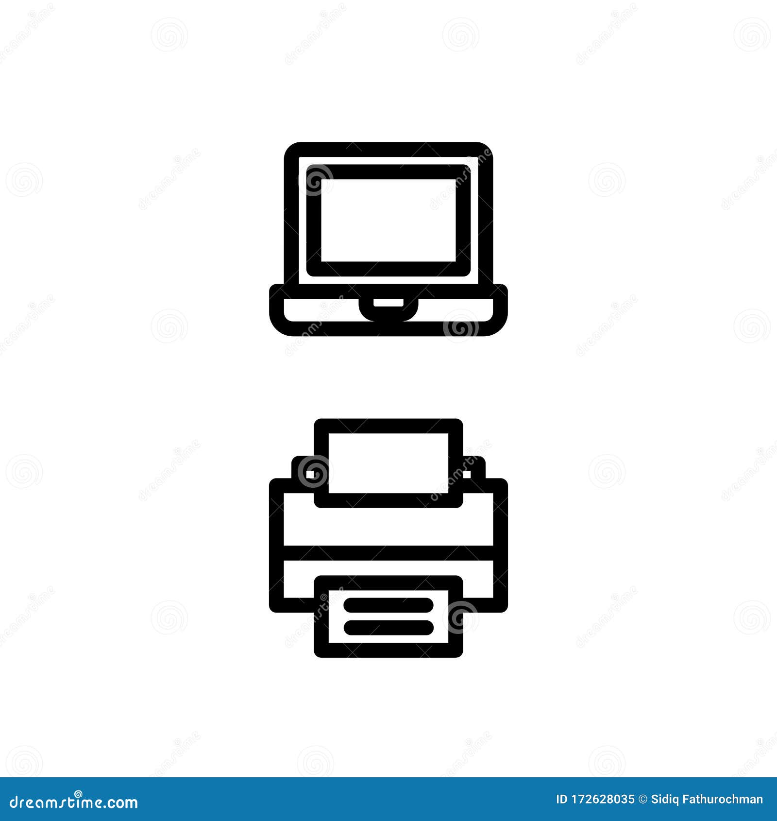Laptop & Printer. Technology & Gadget for Work Icon Stock Vector ...
