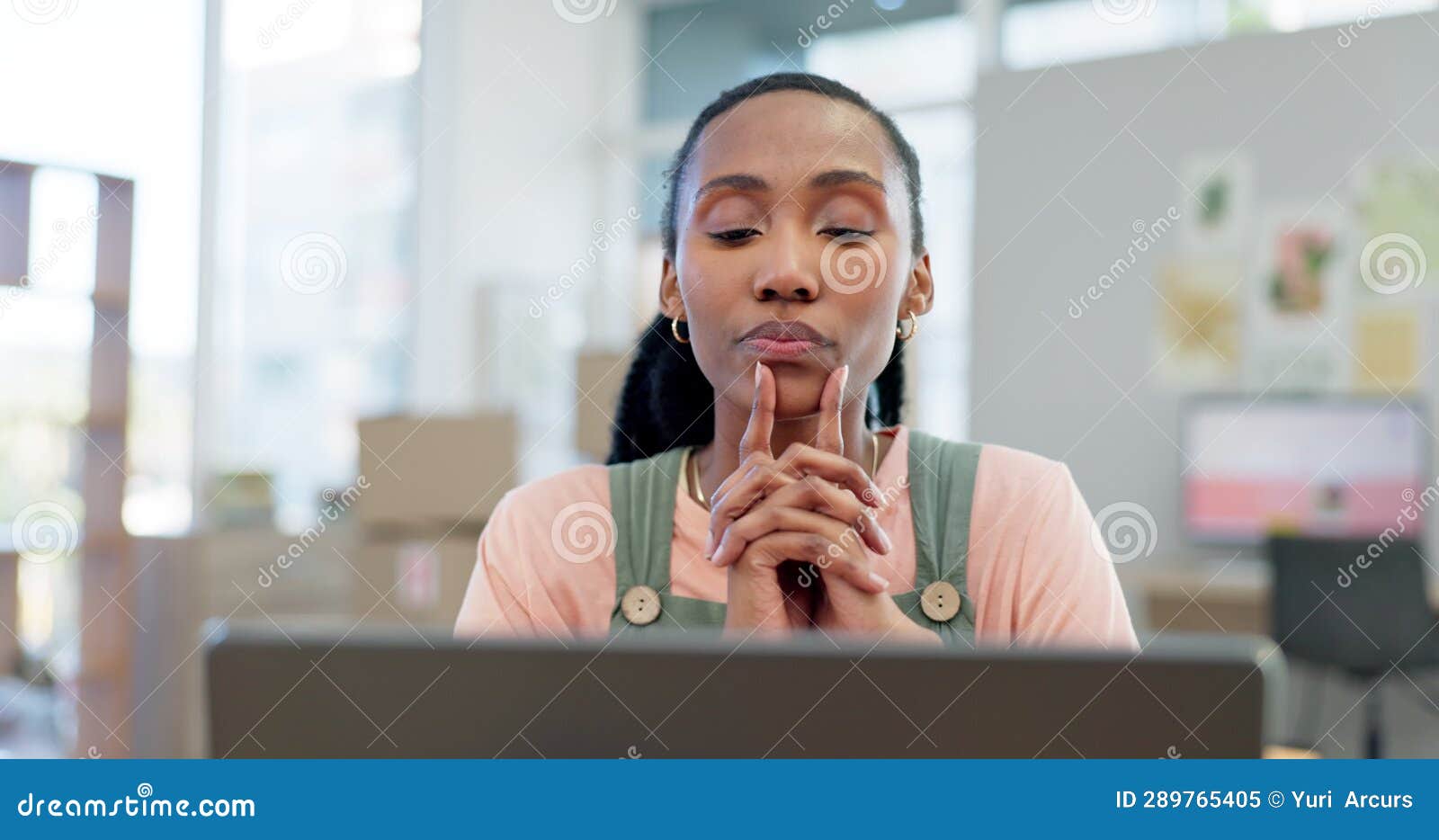 Laptop, Problem Solving and Black Woman in Home for Remote Work ...