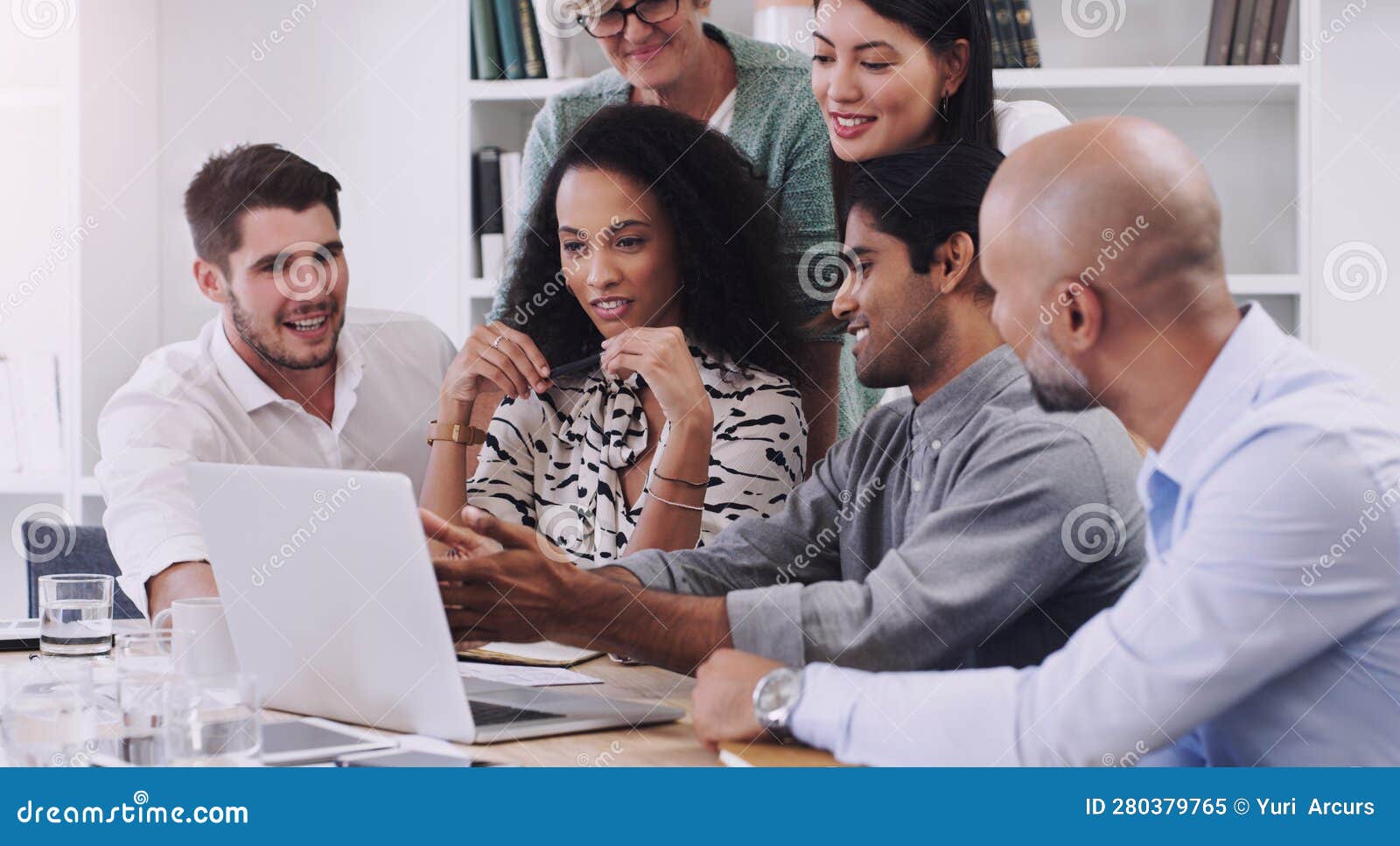 Laptop, Problem Solving and Business People in a Meeting in Office for ...