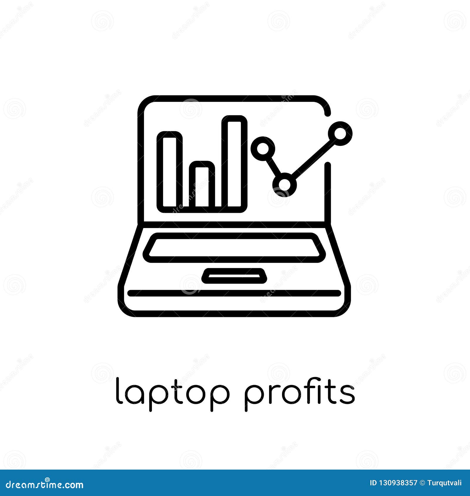 Laptop Profits Graphics Icon. Trendy Modern Flat Linear Vector L Stock ...