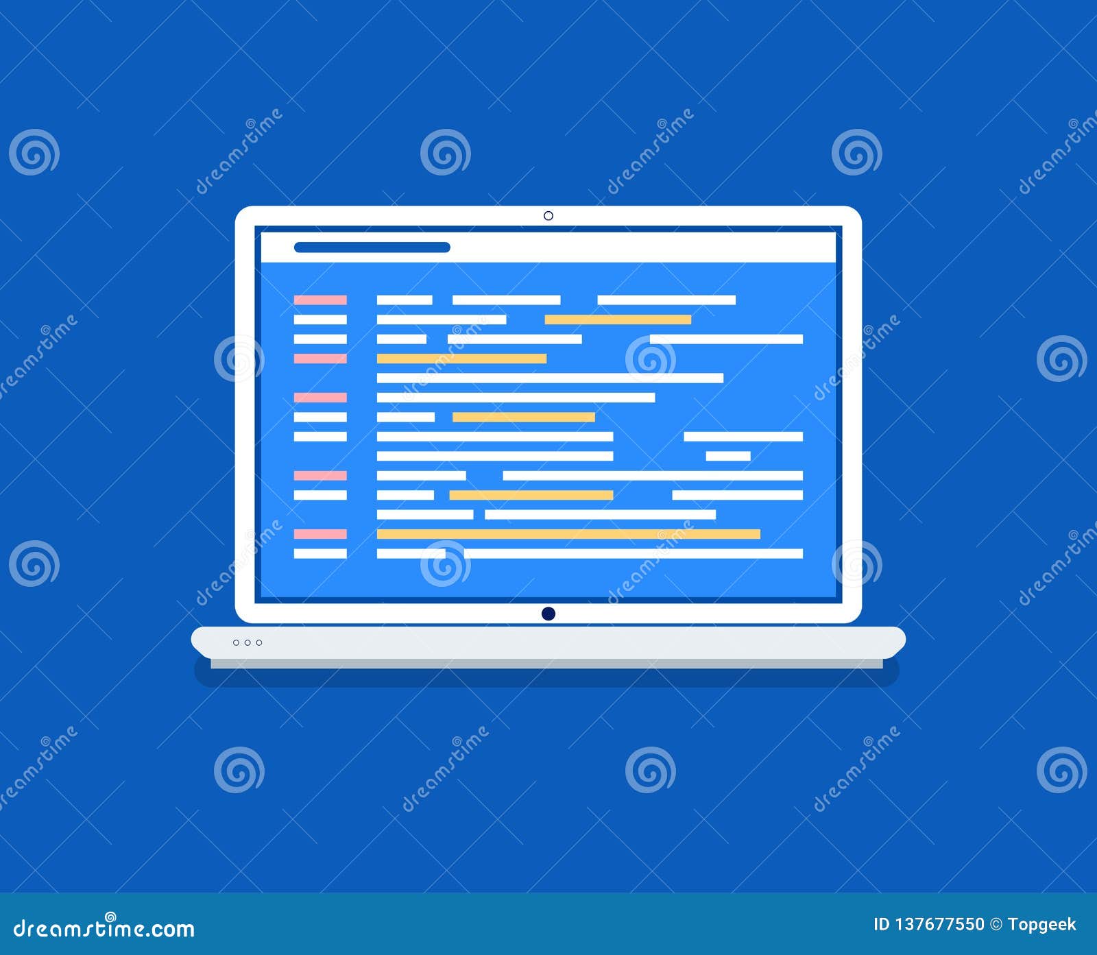 Laptop, Program Code, Computer Program Creation Stock Vector ...