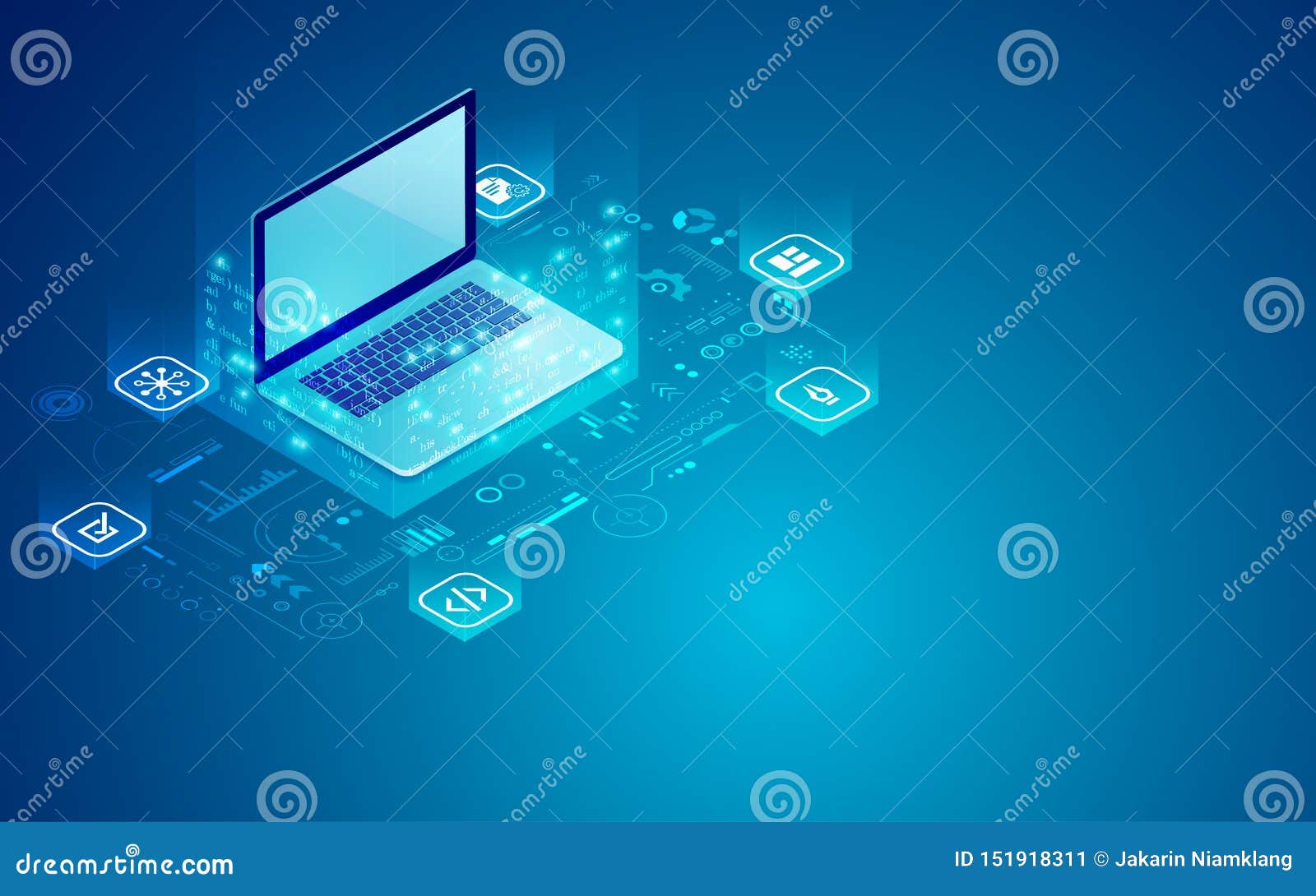 Laptop programming stock vector. Illustration of page - 151918311