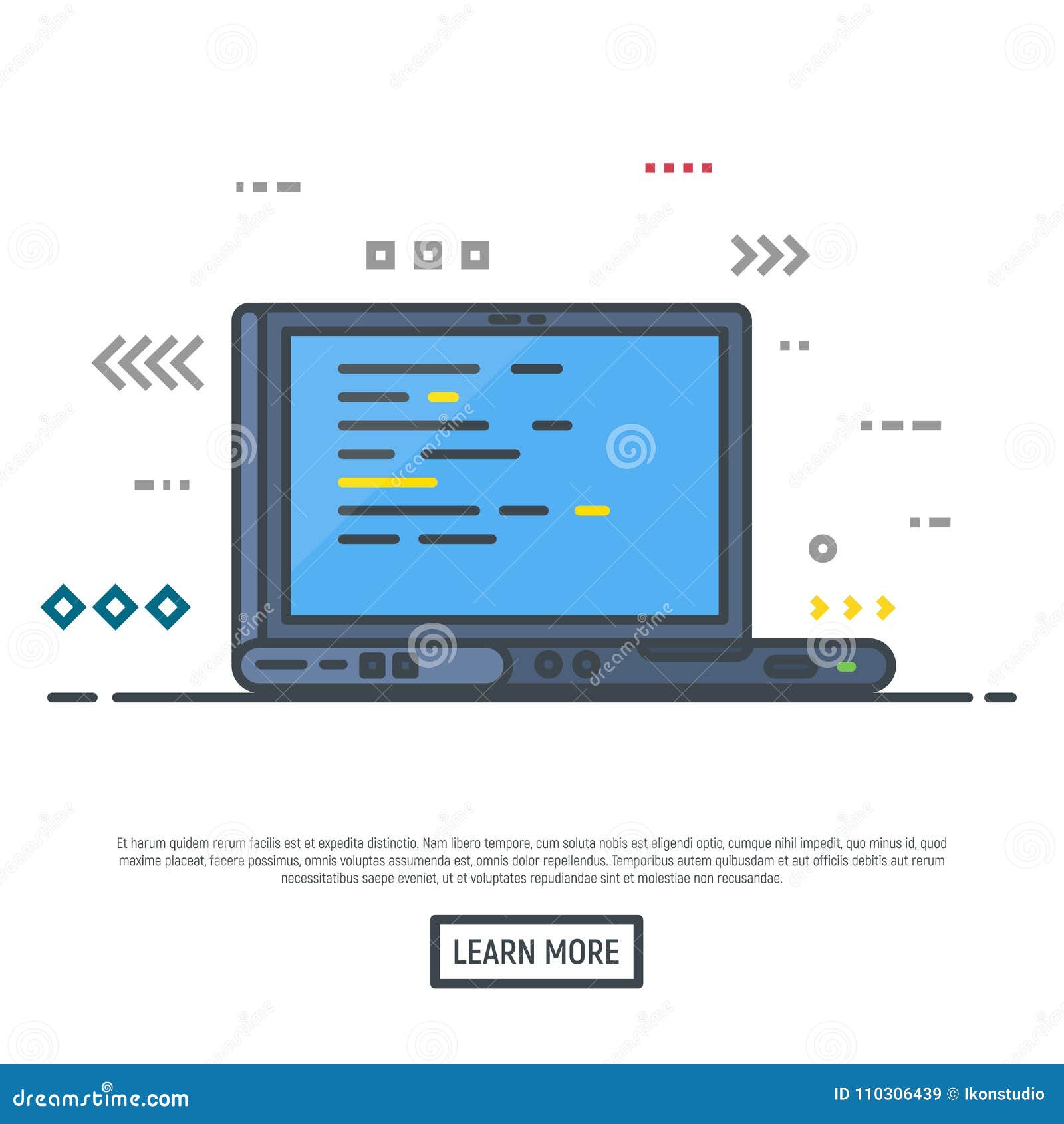 Laptop with programming stock vector. Illustration of line - 110306439