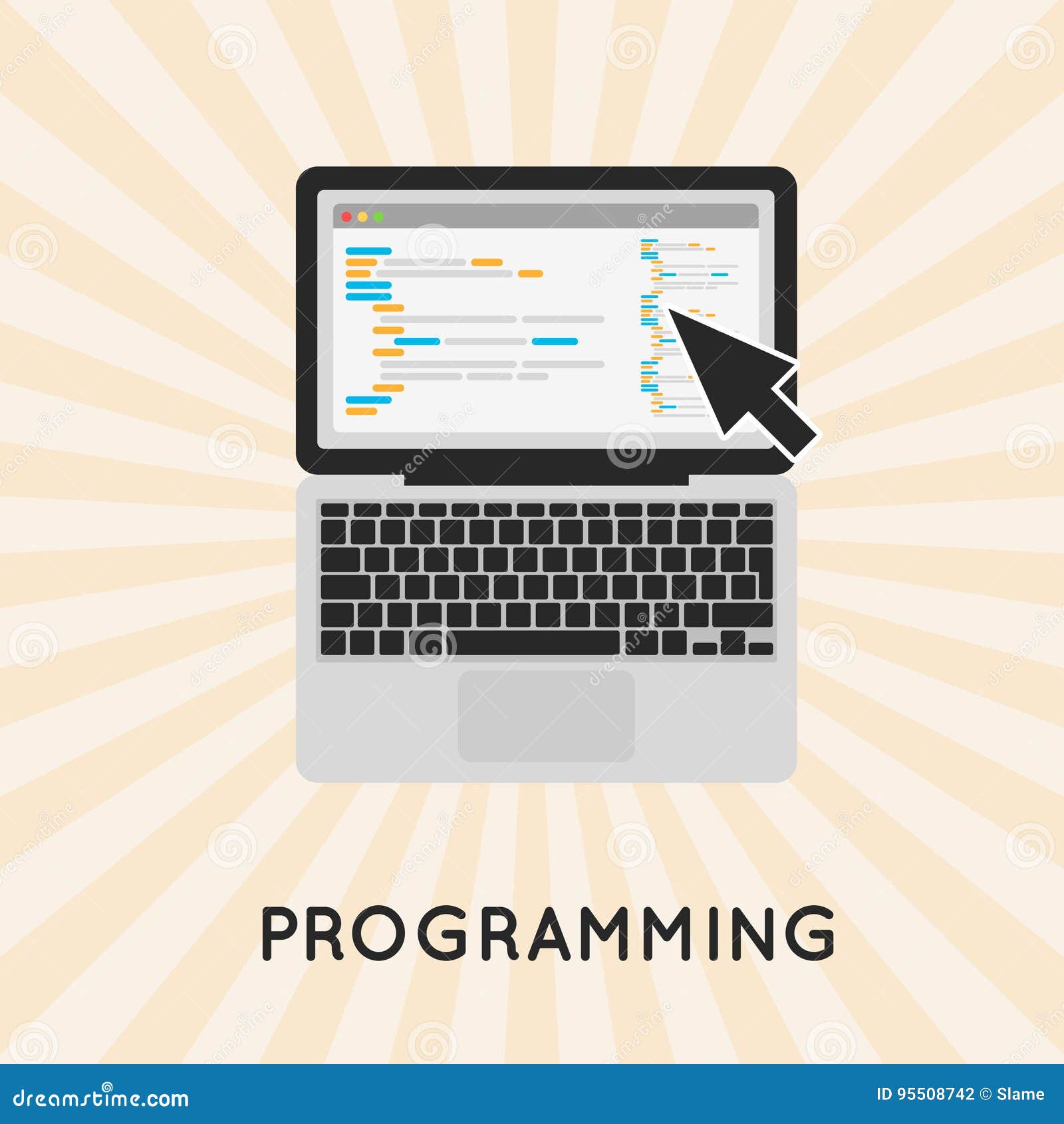 Laptop With Programming Code On White Background. 3D Illustration ...