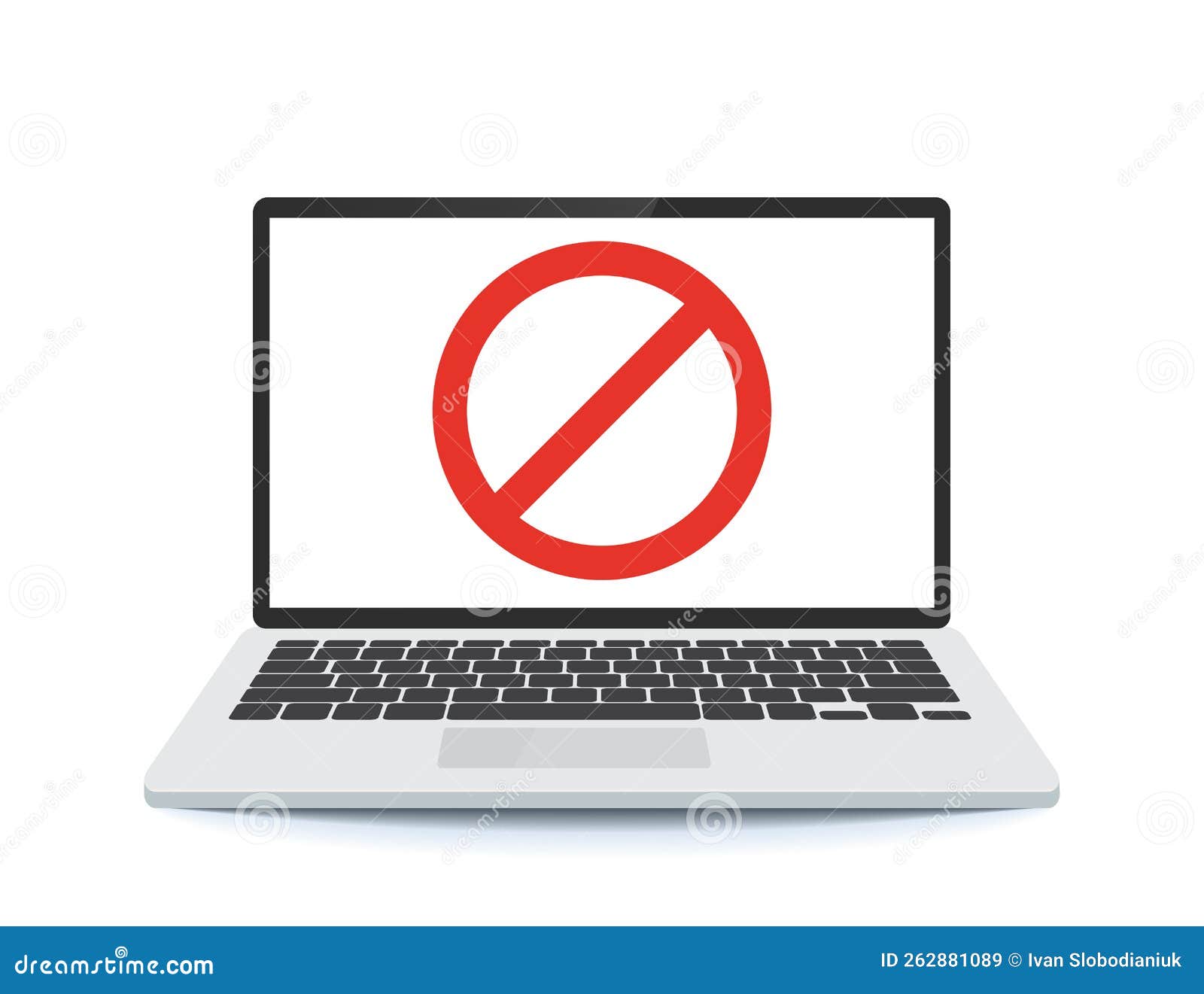 Laptop with Prohibition Sign on the Screen. Stock Vector - Illustration ...