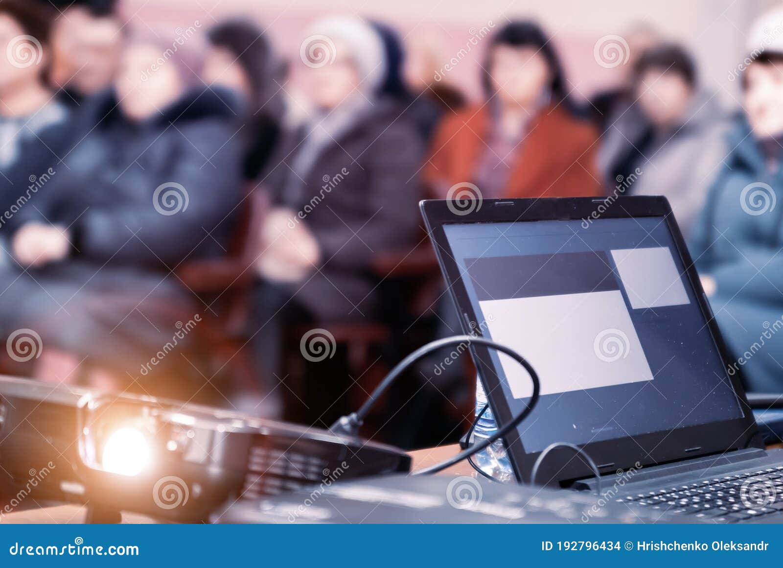 Laptop With The Projector On Office Table Royalty-Free Stock ...