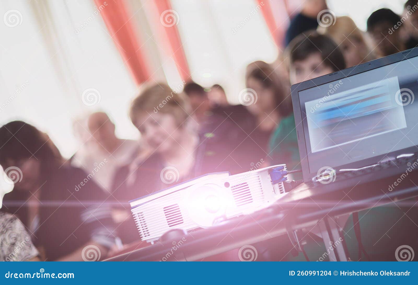 Laptop and Projector for Presentation Editorial Stock Image - Image of ...