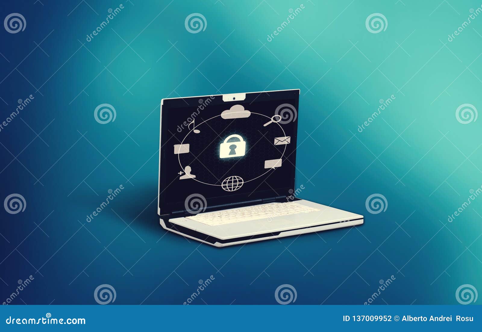The Laptop protection stock photo. Image of software - 137009952