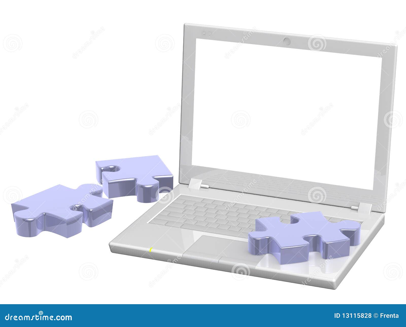 Laptop and puzzle stock illustration. Illustration of game - 13115828