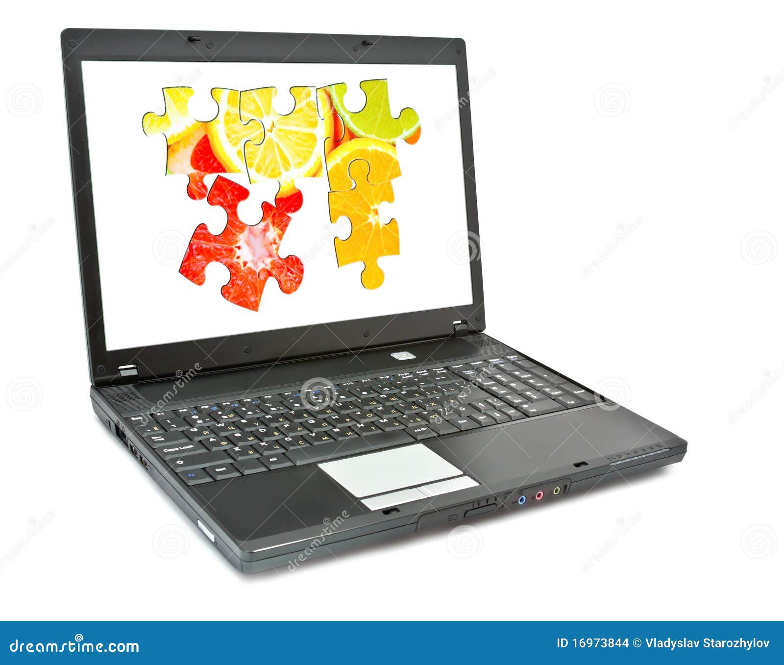 Laptop and puzzle. stock photo. Image of mobility, juicy - 16973844