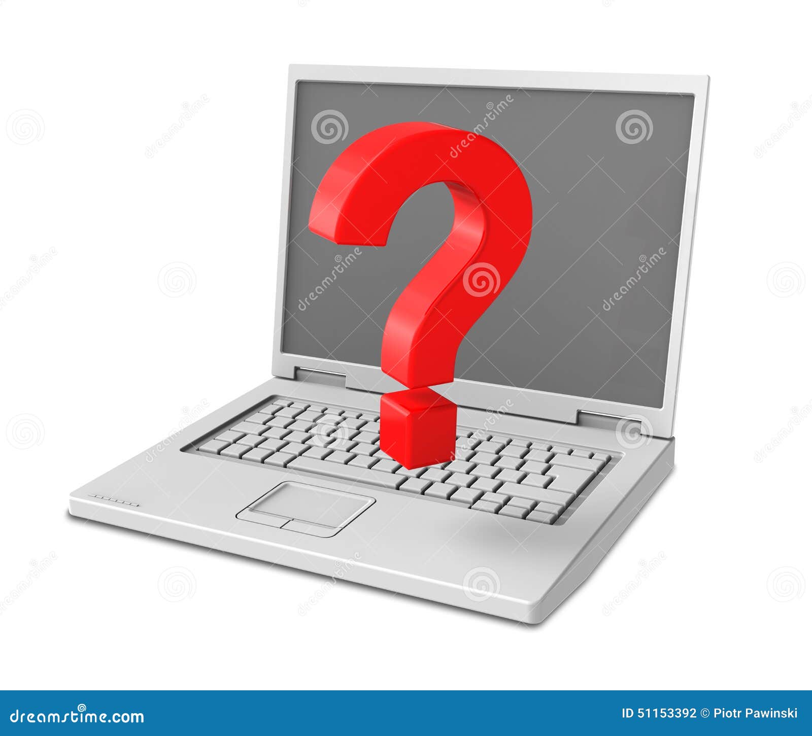 Laptop with Question Mark Sign Stock Illustration - Illustration of ...