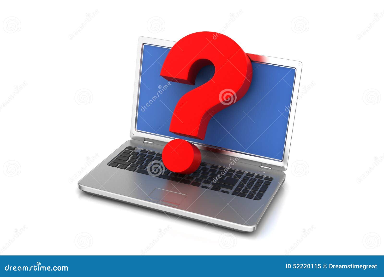 Laptop with question mark stock illustration. Illustration of asking ...