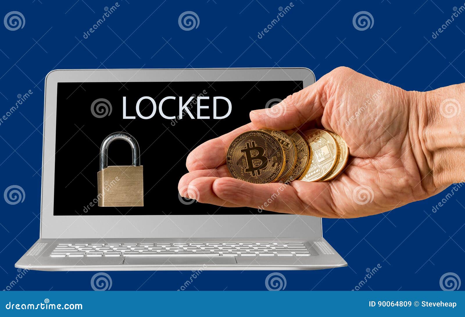 Laptop with Ransomware and Bitcoin Payment Stock Image - Image of ...