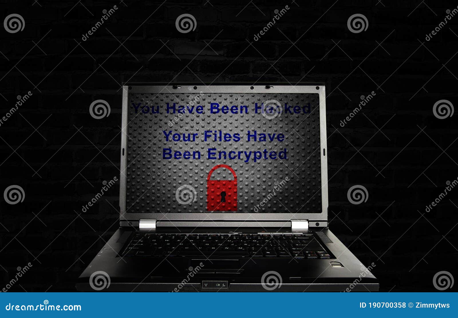 Laptop ransomware message stock photo. Image of ransom - 190700358