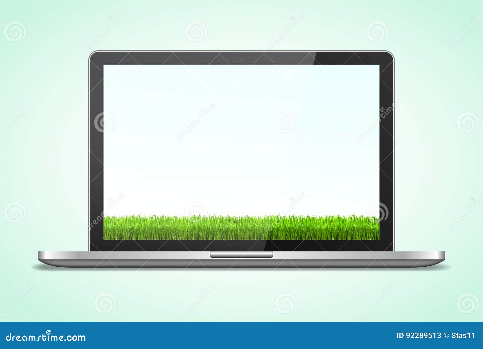 Laptop in Realistic Style with Shadow with Grass Background Stock ...