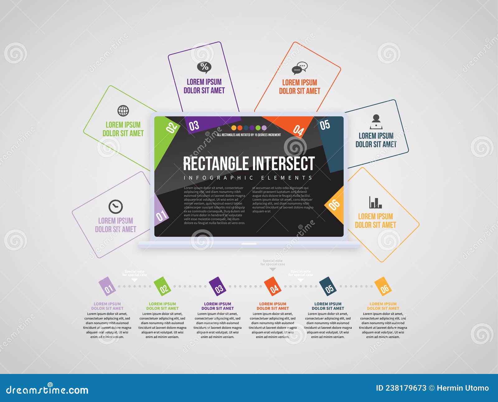 Laptop Rectangle Intersect Infographic Stock Vector - Illustration of ...