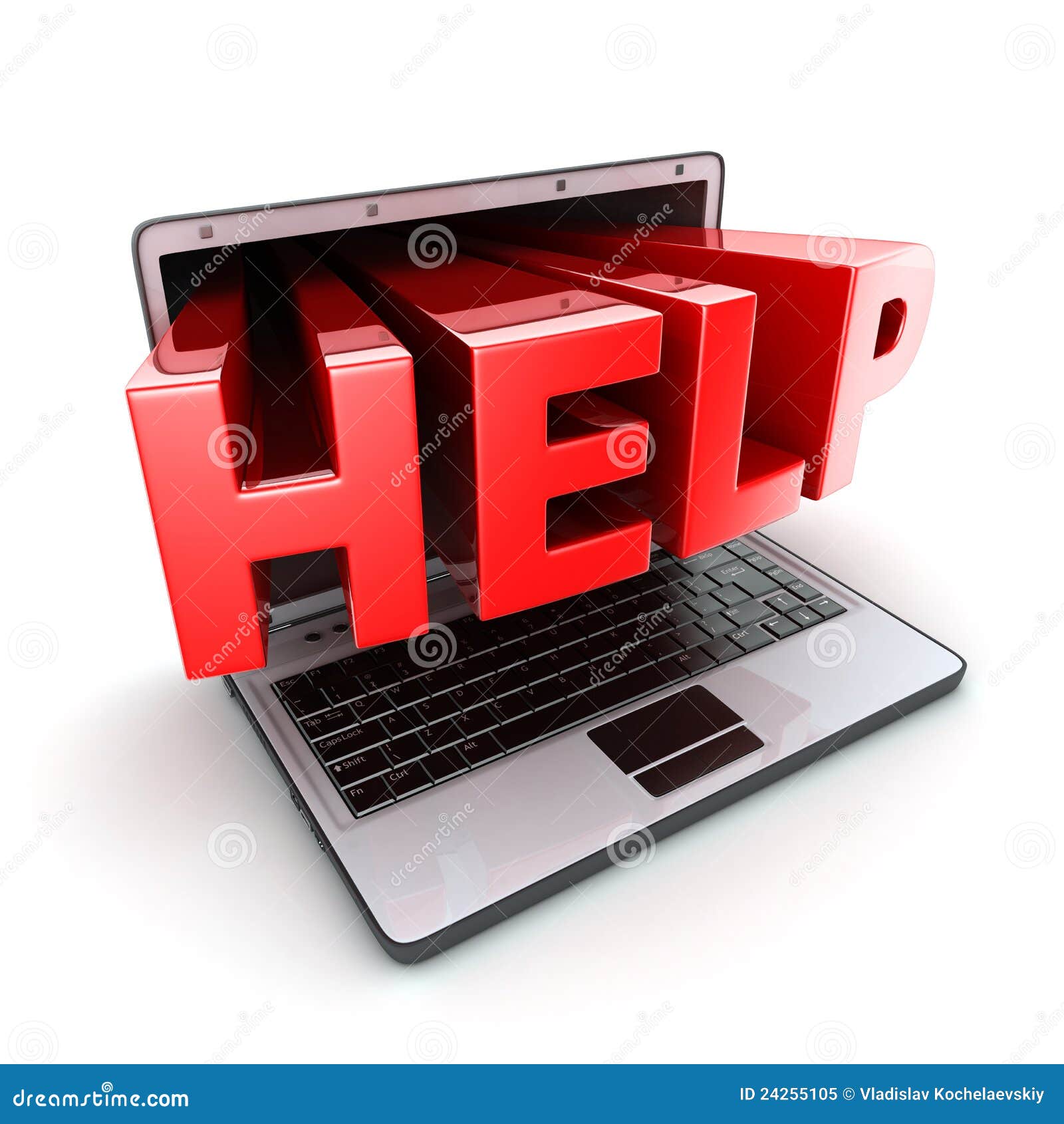 Laptop and red symbol help stock illustration. Illustration of data ...