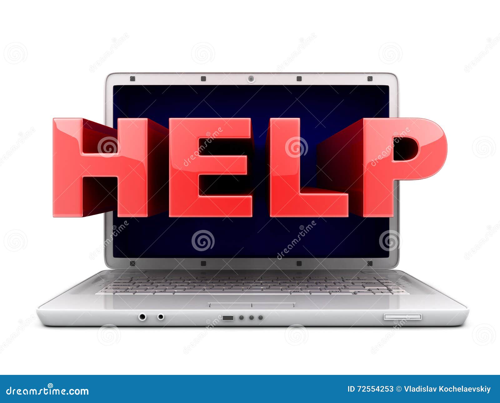 Laptop and red symbol help stock illustration. Illustration of manual ...