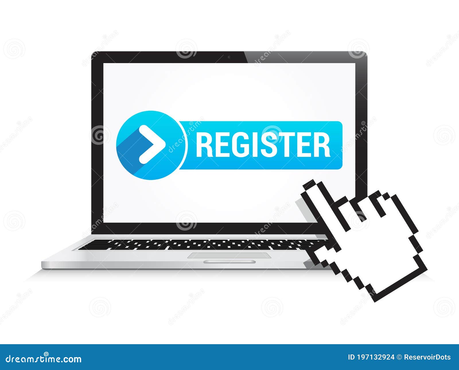 Laptop Register Button stock vector. Illustration of internet - 197132924