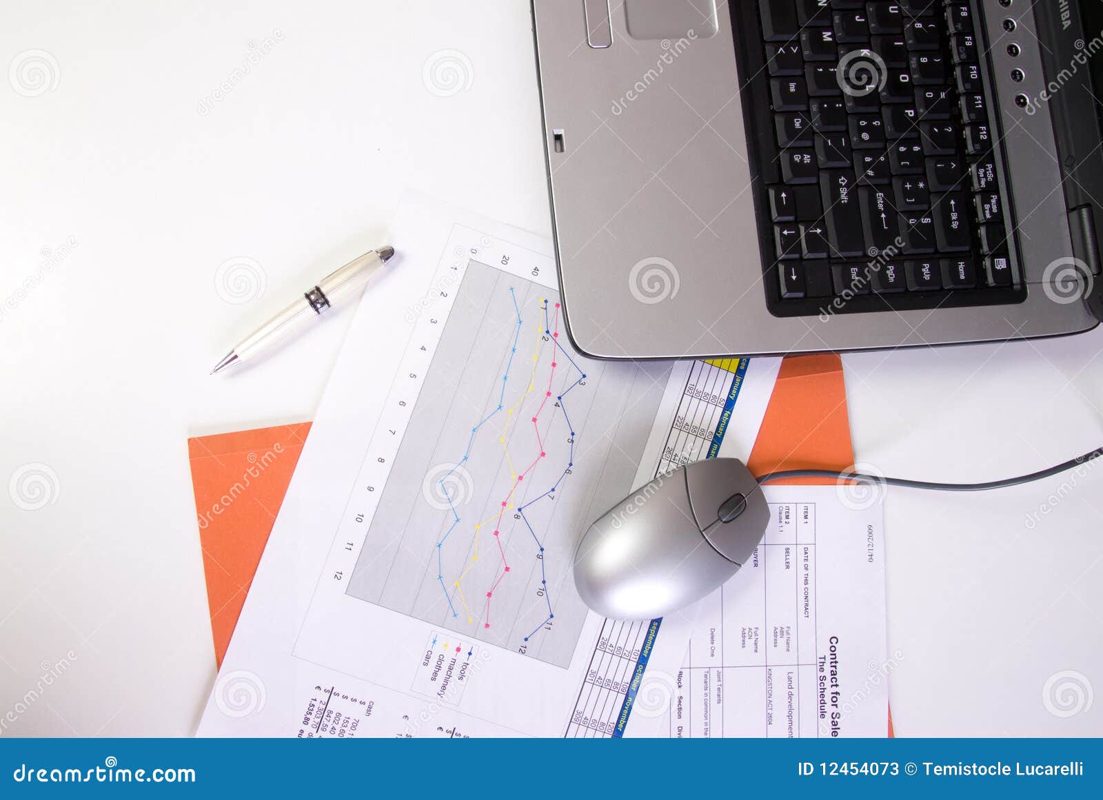 Laptop and reports stock image. Image of desktop, computer - 12454073