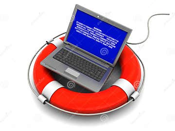 Laptop rescue stock illustration. Illustration of perspective - 9465887