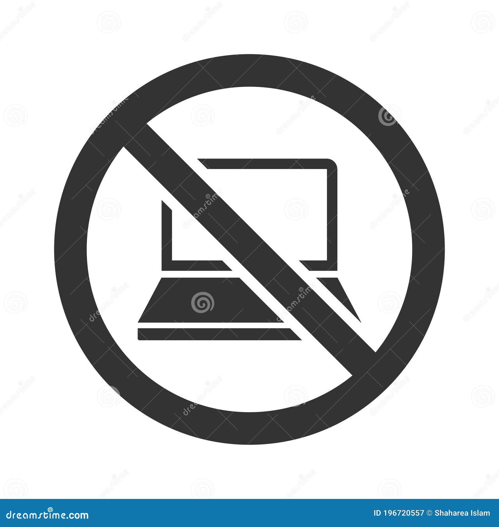 Laptop restriction icon stock vector. Illustration of computer - 196720557