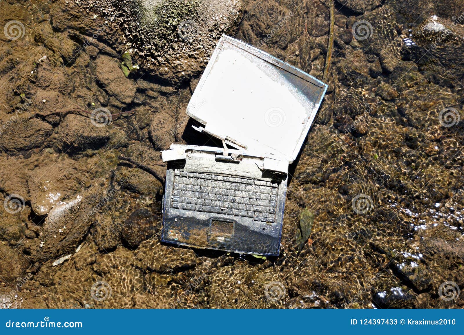 Laptop in the river stock image. Image of notebook, communication ...
