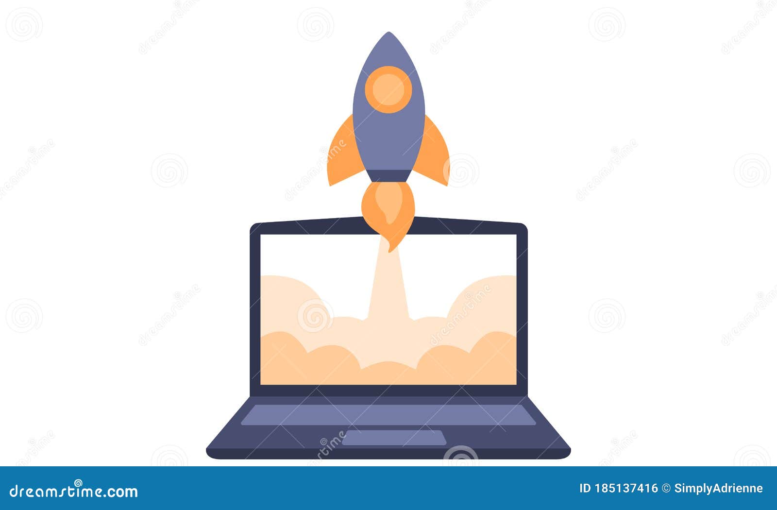 Laptop with Rocket Launching for a Website Launch Stock Vector ...