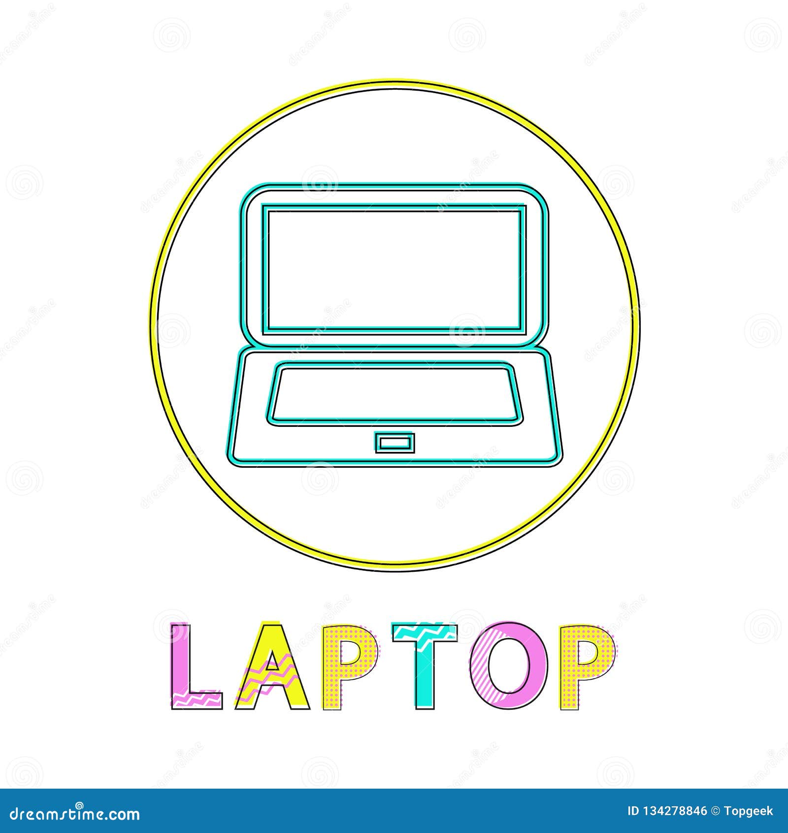 Laptop Round Linear Bright Icon for Modern Apps Stock Vector ...