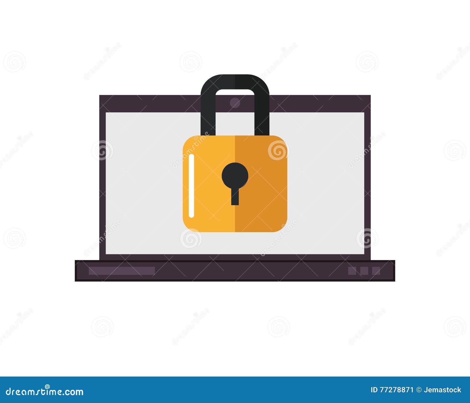 Laptop and Safety Lock Icon Stock Vector - Illustration of tech, button ...