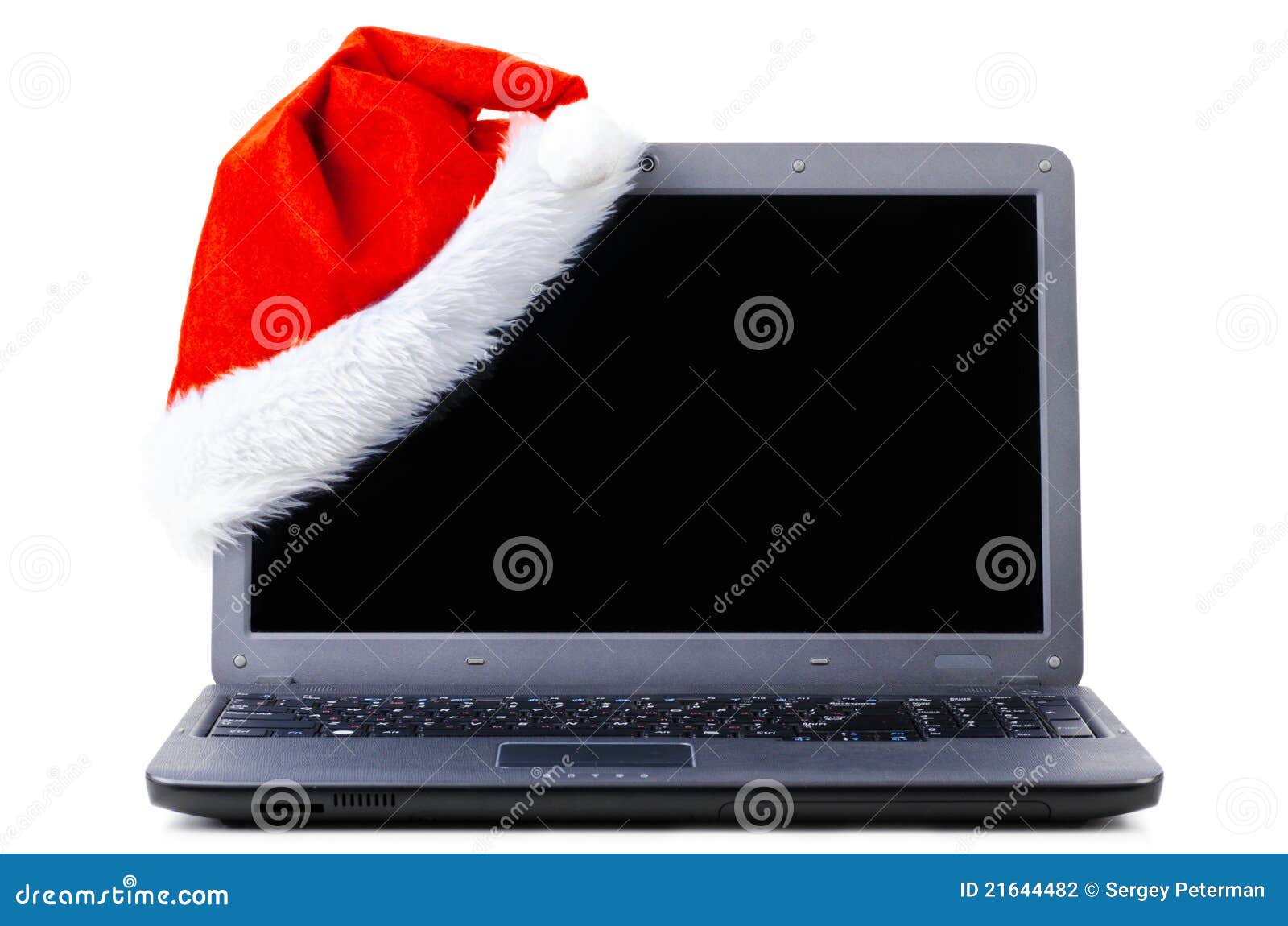 Laptop with santa hat stock photo. Image of copy, modern - 21644482