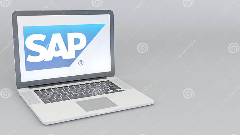 Laptop with SAP SE Logo. Computer Technology Conceptual Editorial 3D ...