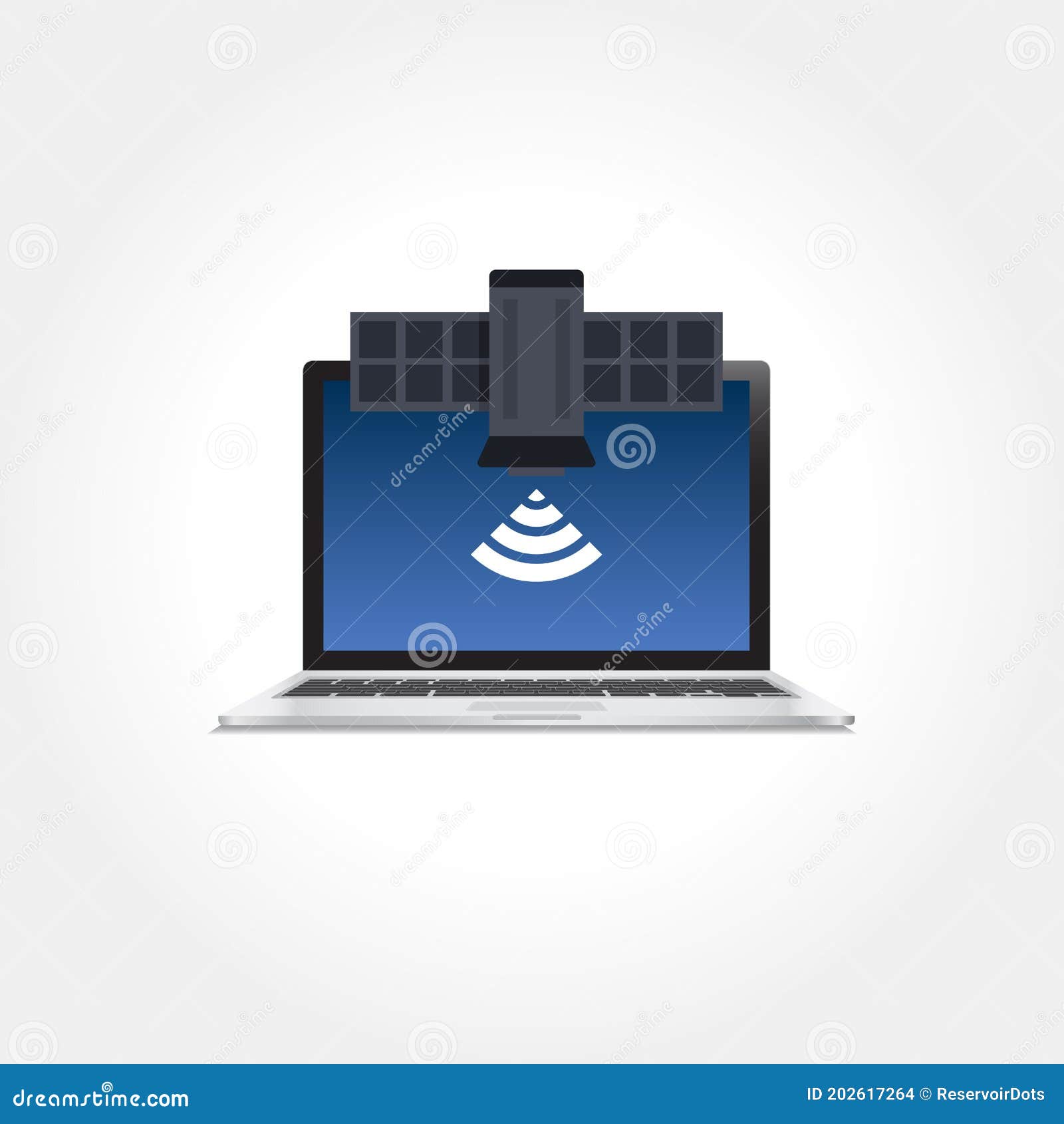 Laptop Satellite Connection Icon Stock Vector - Illustration of ...