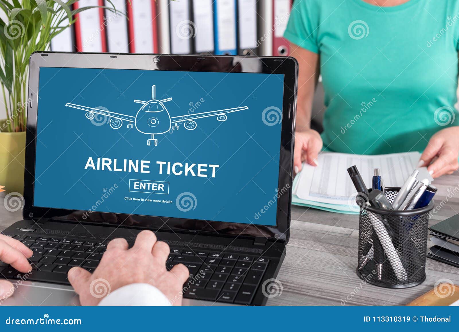 Airline Ticket Concept on a Laptop Stock Image - Image of computer ...