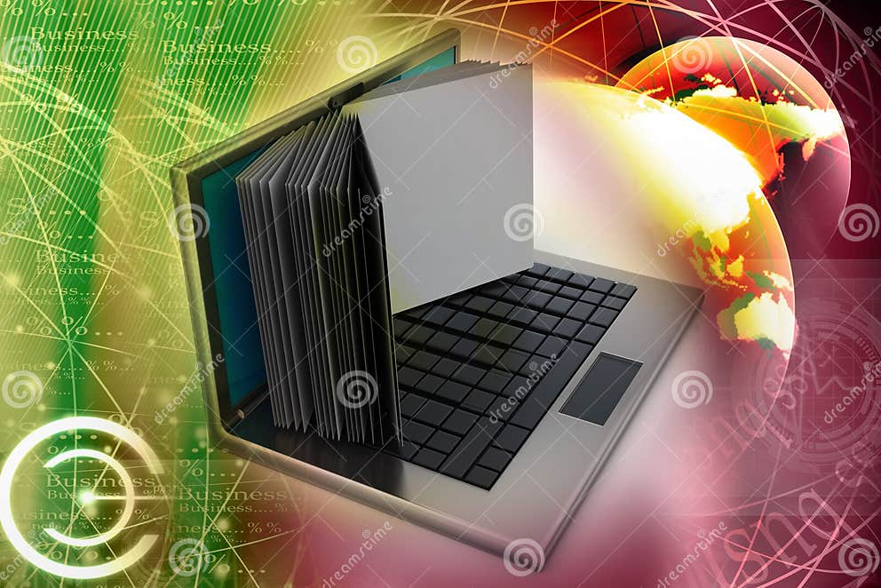 Laptop screen as book stock illustration. Illustration of open - 40546016