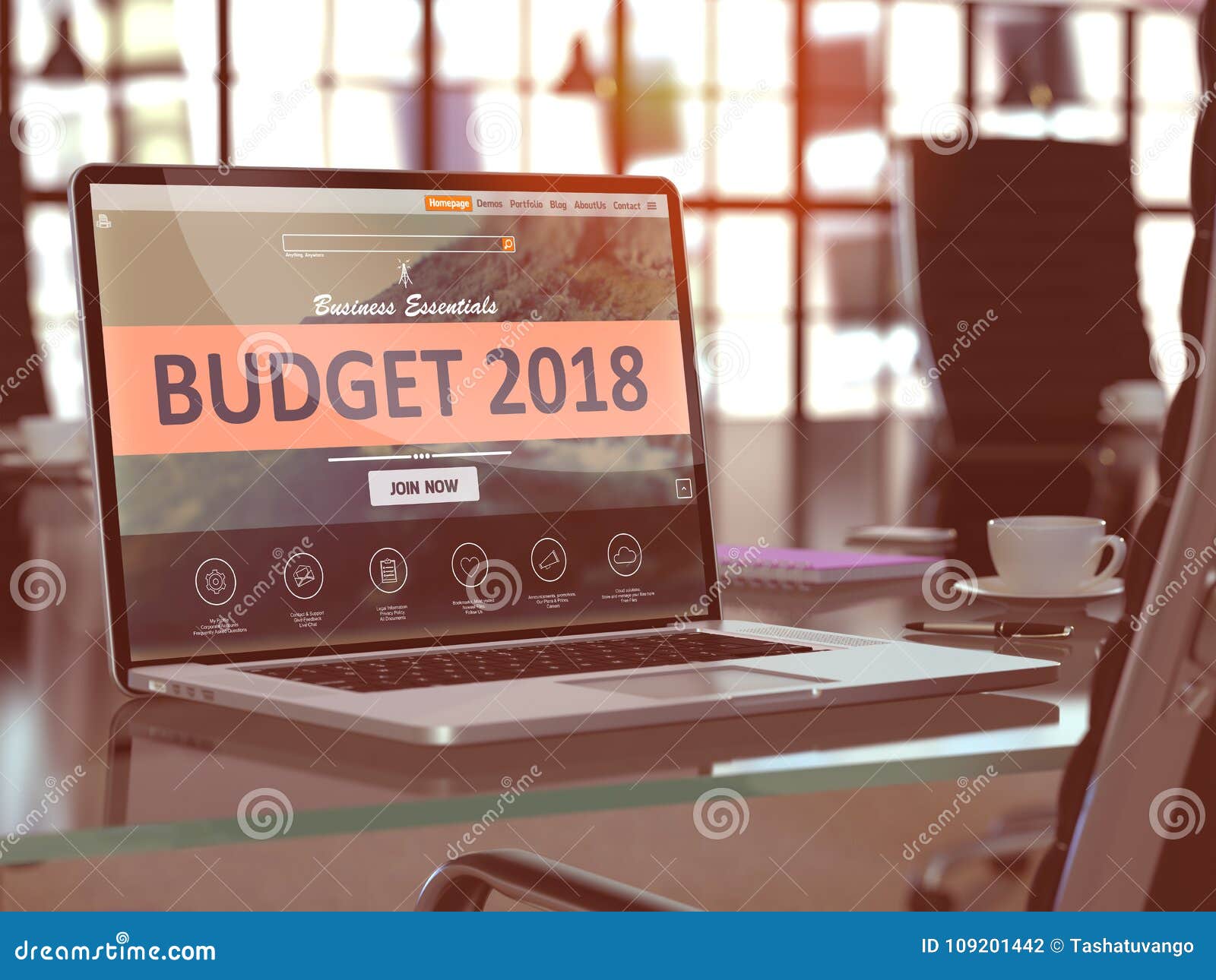 Laptop Screen with Budget 2018 Concept. 3d Stock Illustration ...