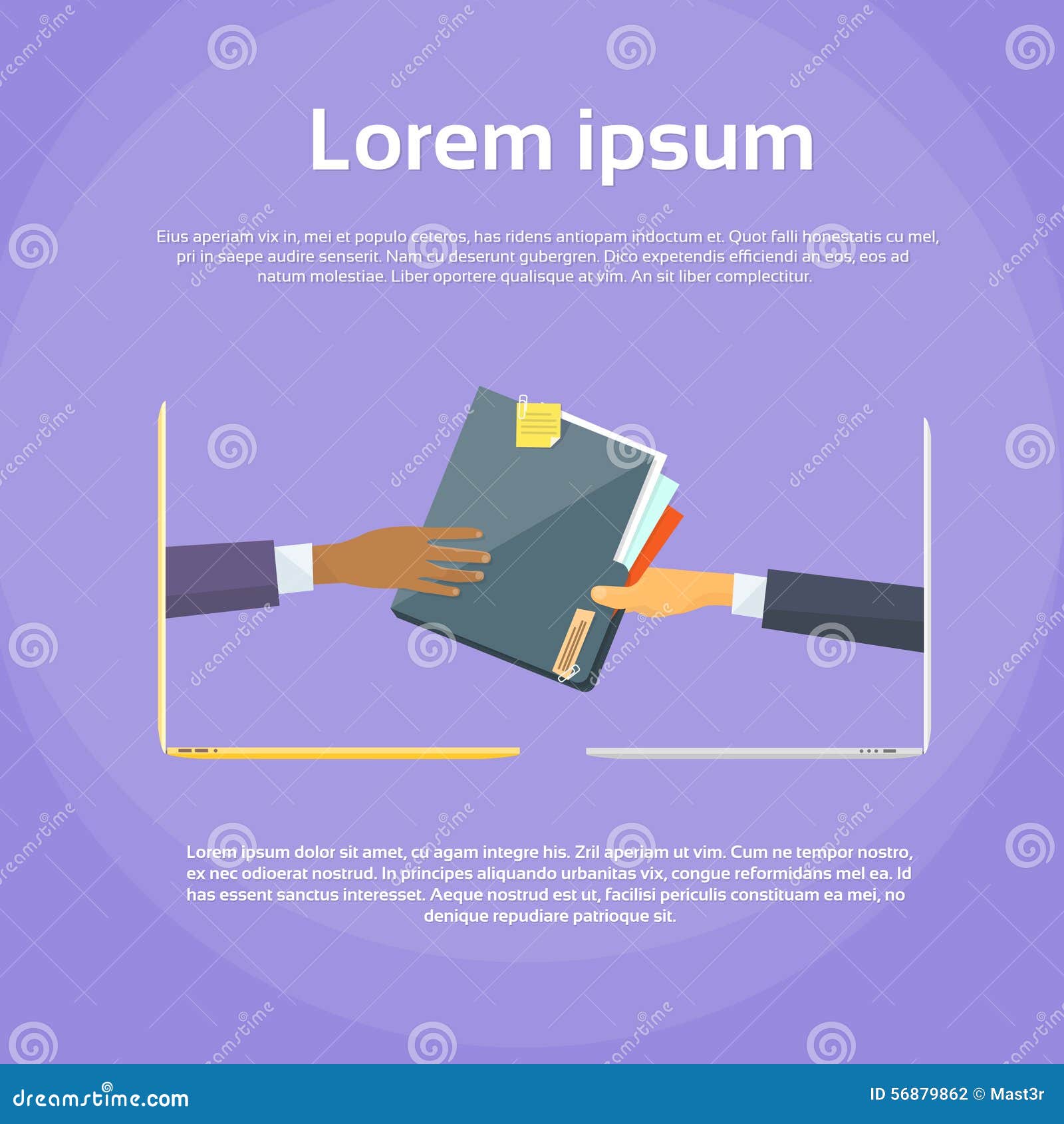 Laptop Screen Business Hands Give Folder Document Stock Vector ...