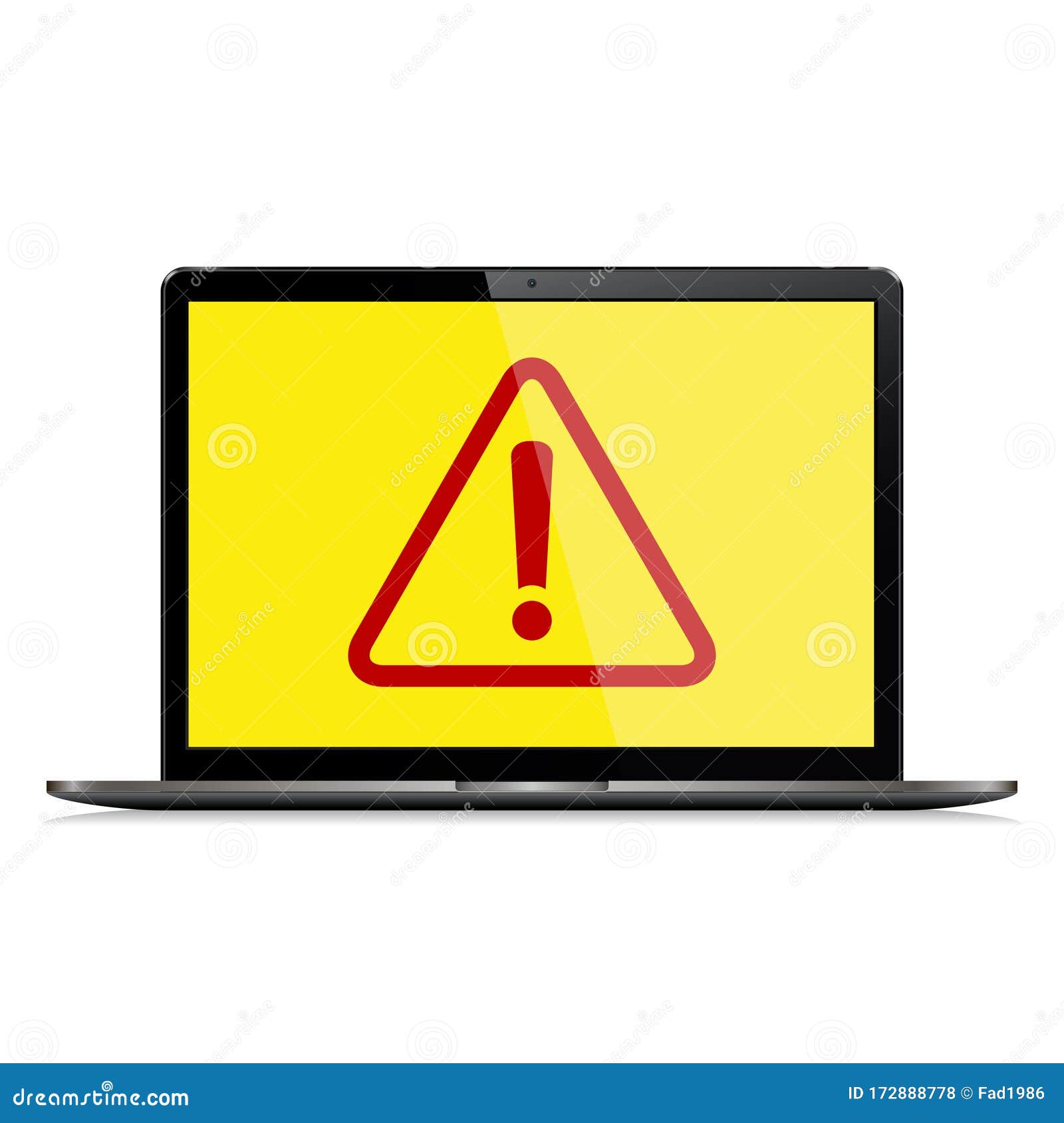 Laptop Screen with Caution Sign Stock Vector - Illustration of failure ...