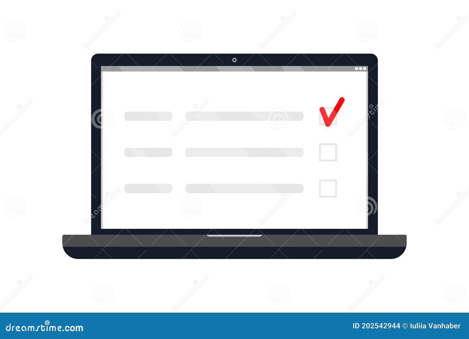Laptop Screen with Checklist Document. Stock Vector - Illustration of ...