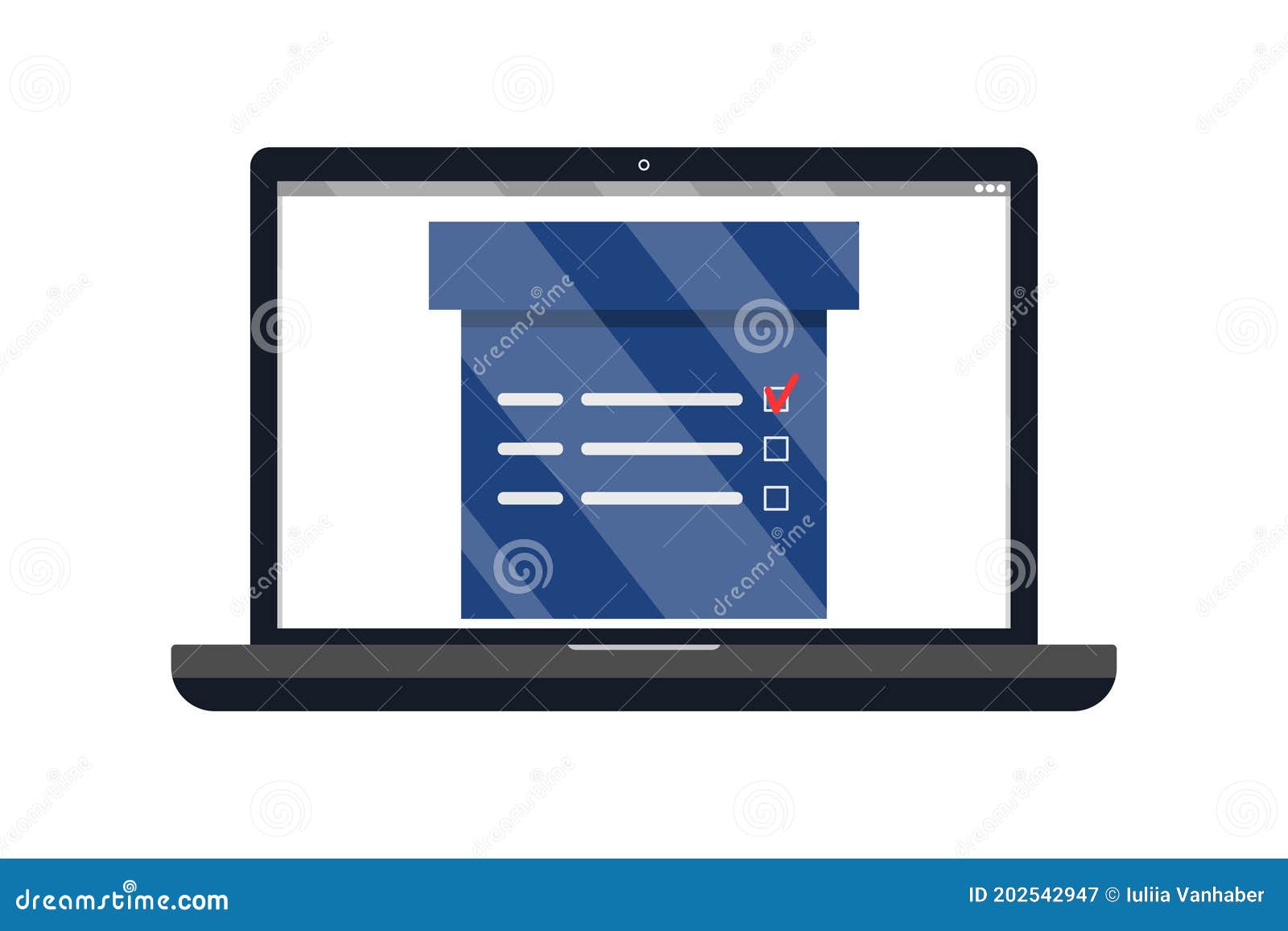 Laptop Screen with Checklist Document. Stock Vector - Illustration of ...