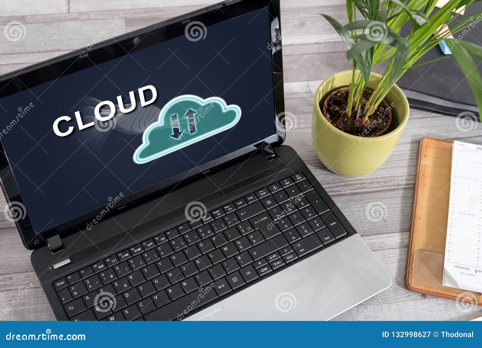 Cloud concept on a laptop stock image. Image of connection - 132998627