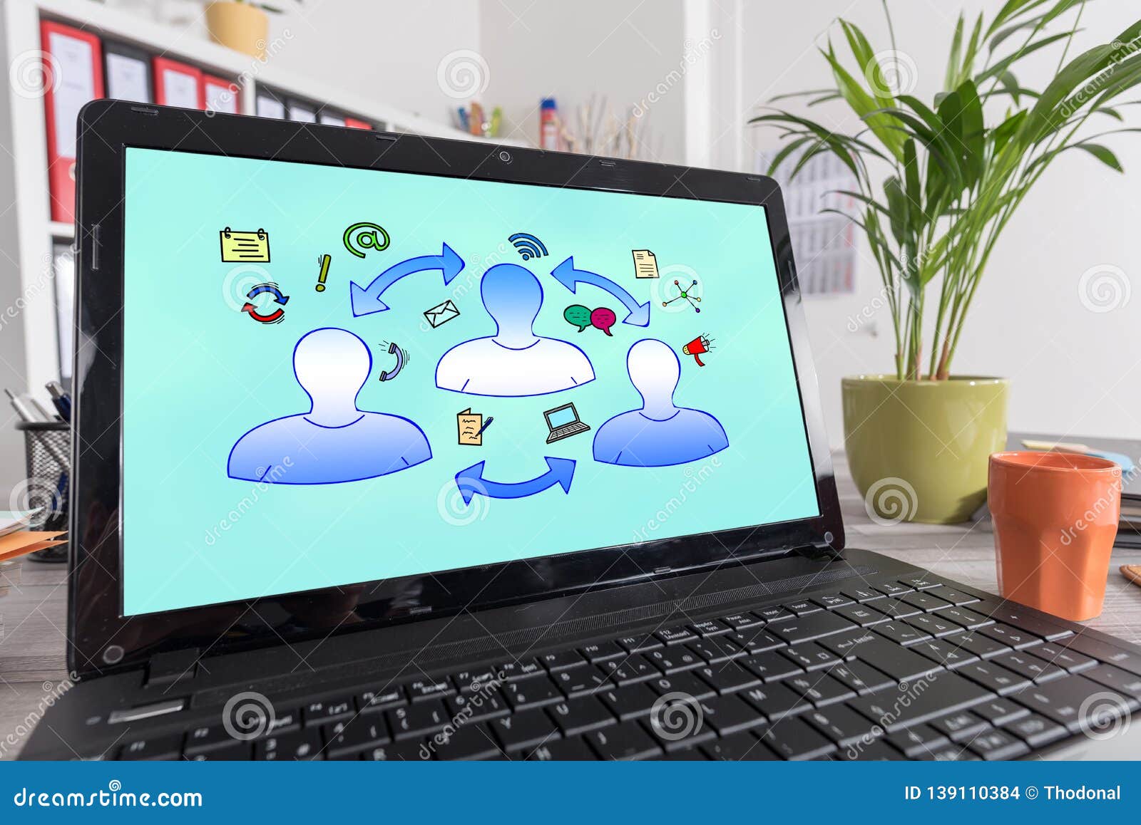 Communication Concept on a Laptop Stock Photo - Image of network ...