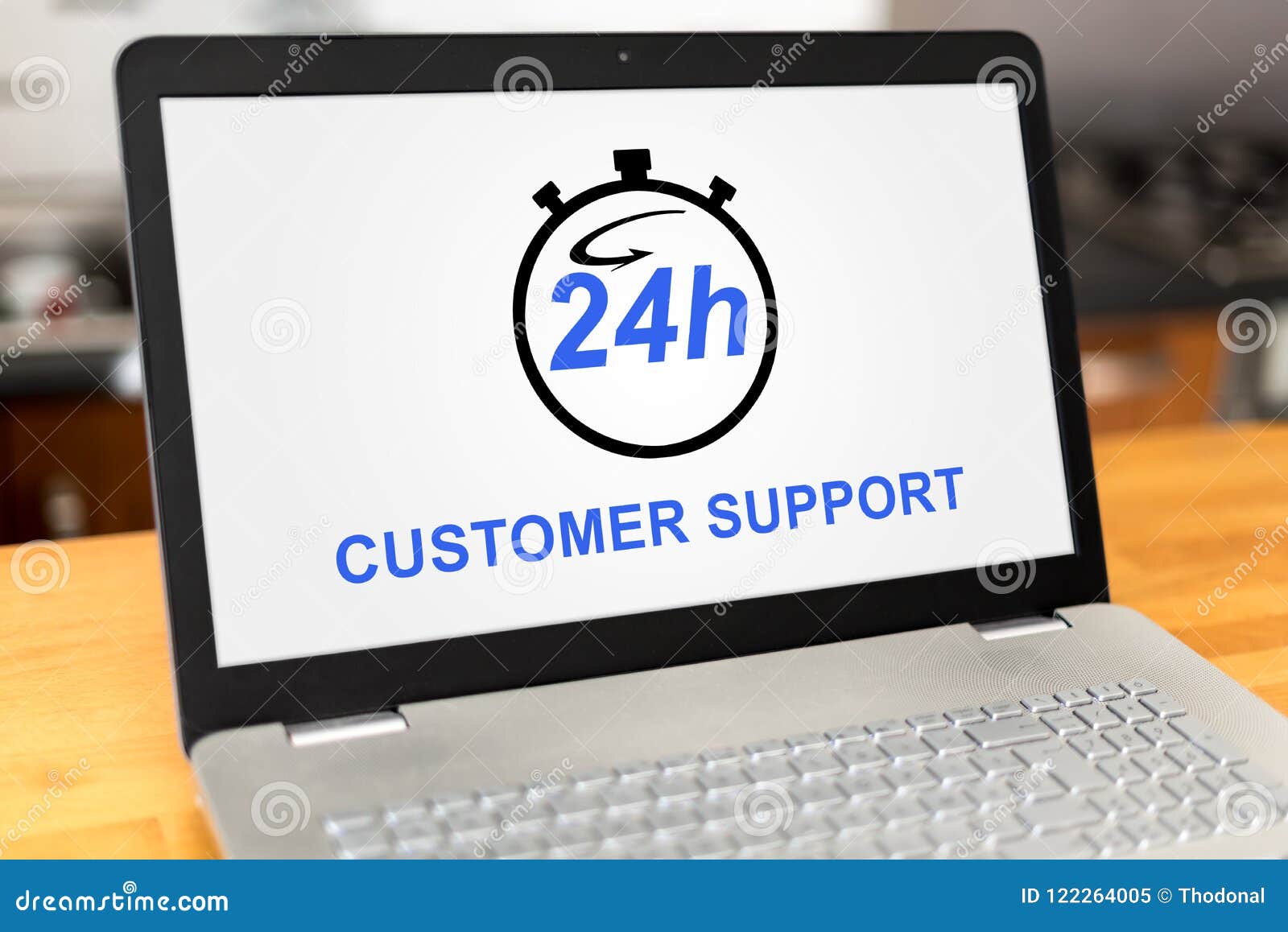Customer Support Concept on a Laptop Stock Image - Image of hours ...