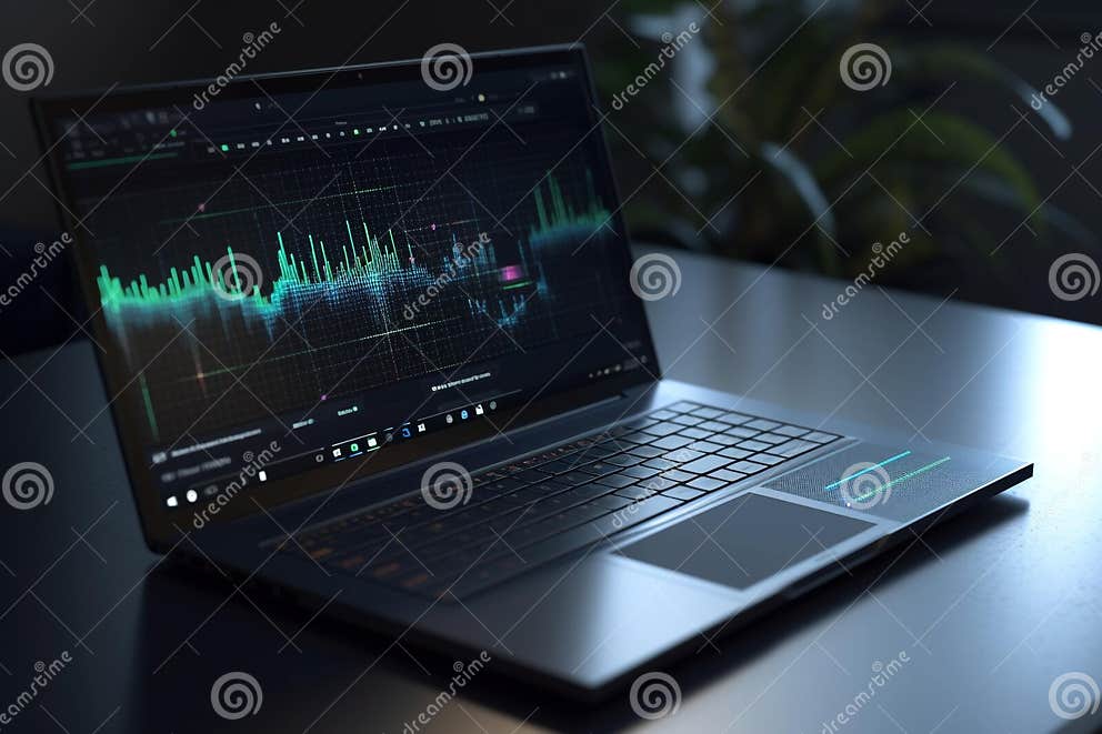 Laptop on the Screen Data Visualization on a Laptop Screen, AI ...
