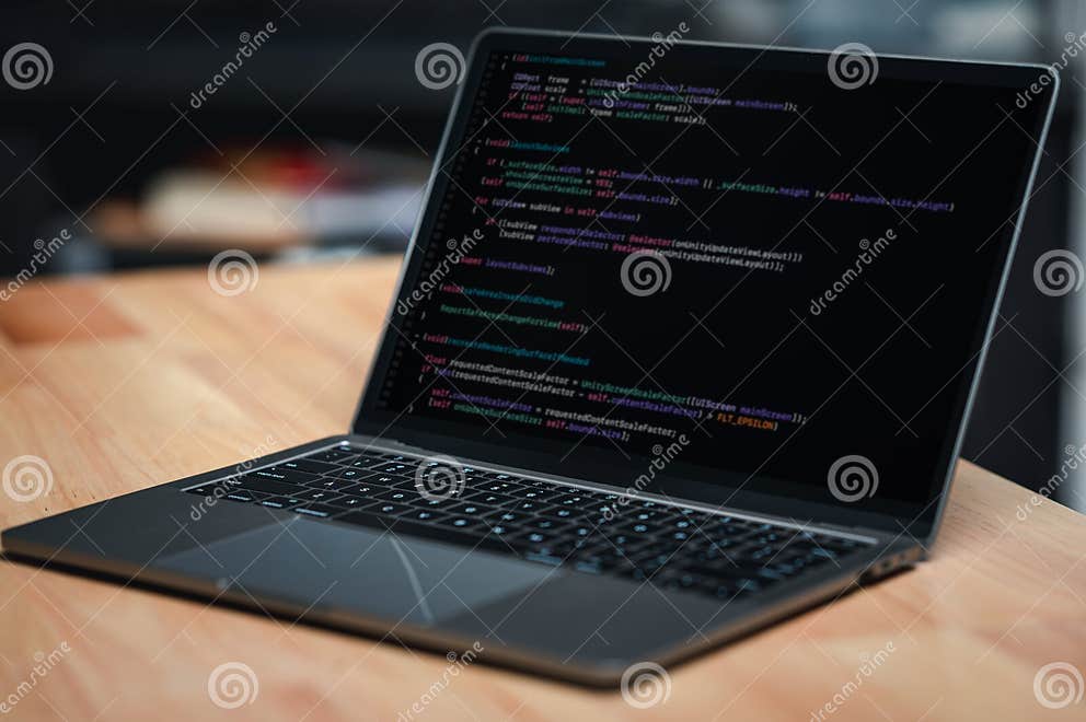 Laptop Screen Display Blur Script Code, Compiler, Encode, Debug, Developer Application Software ...