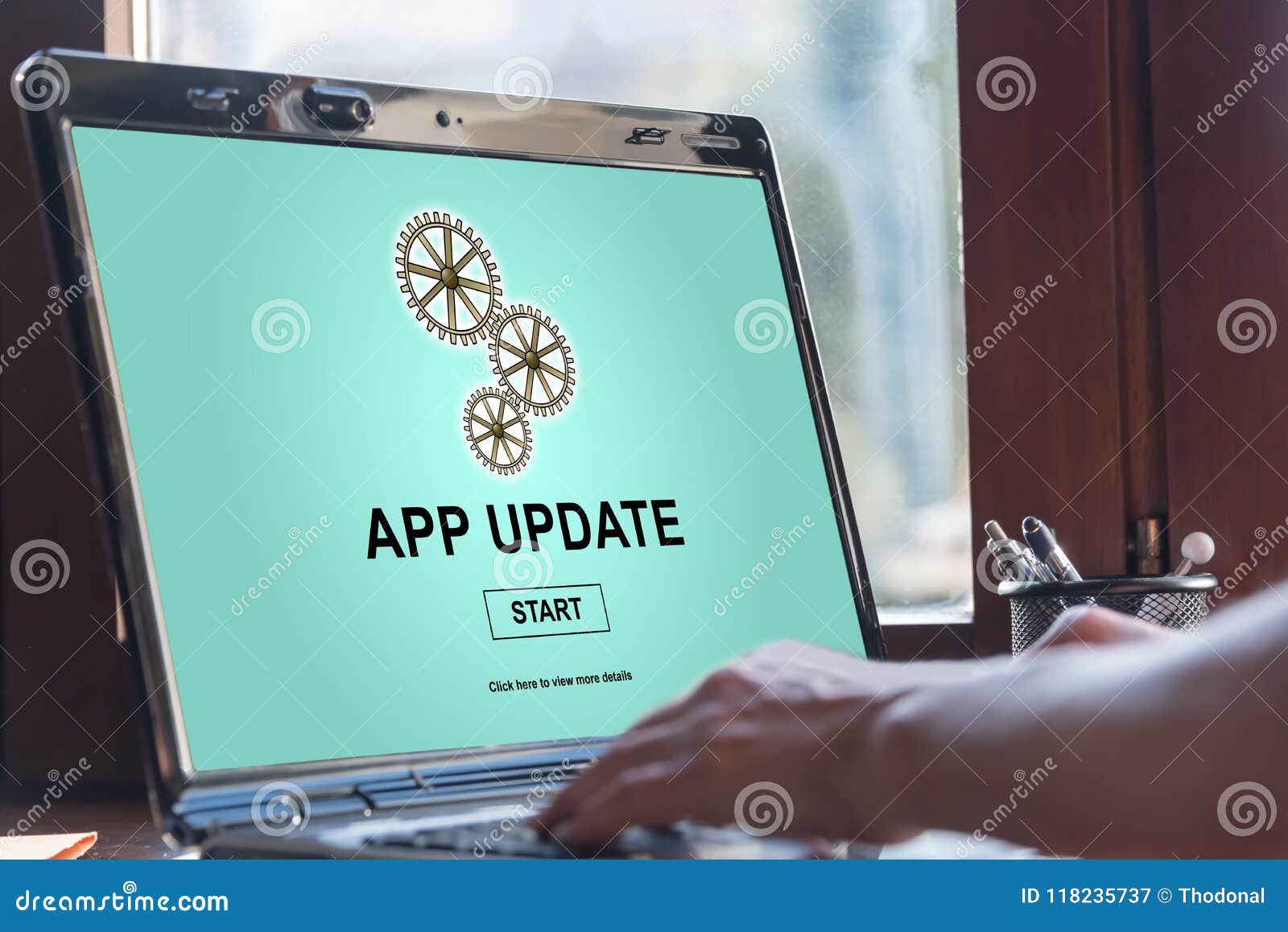 Application Update Concept on a Laptop Screen Stock Image - Image of ...