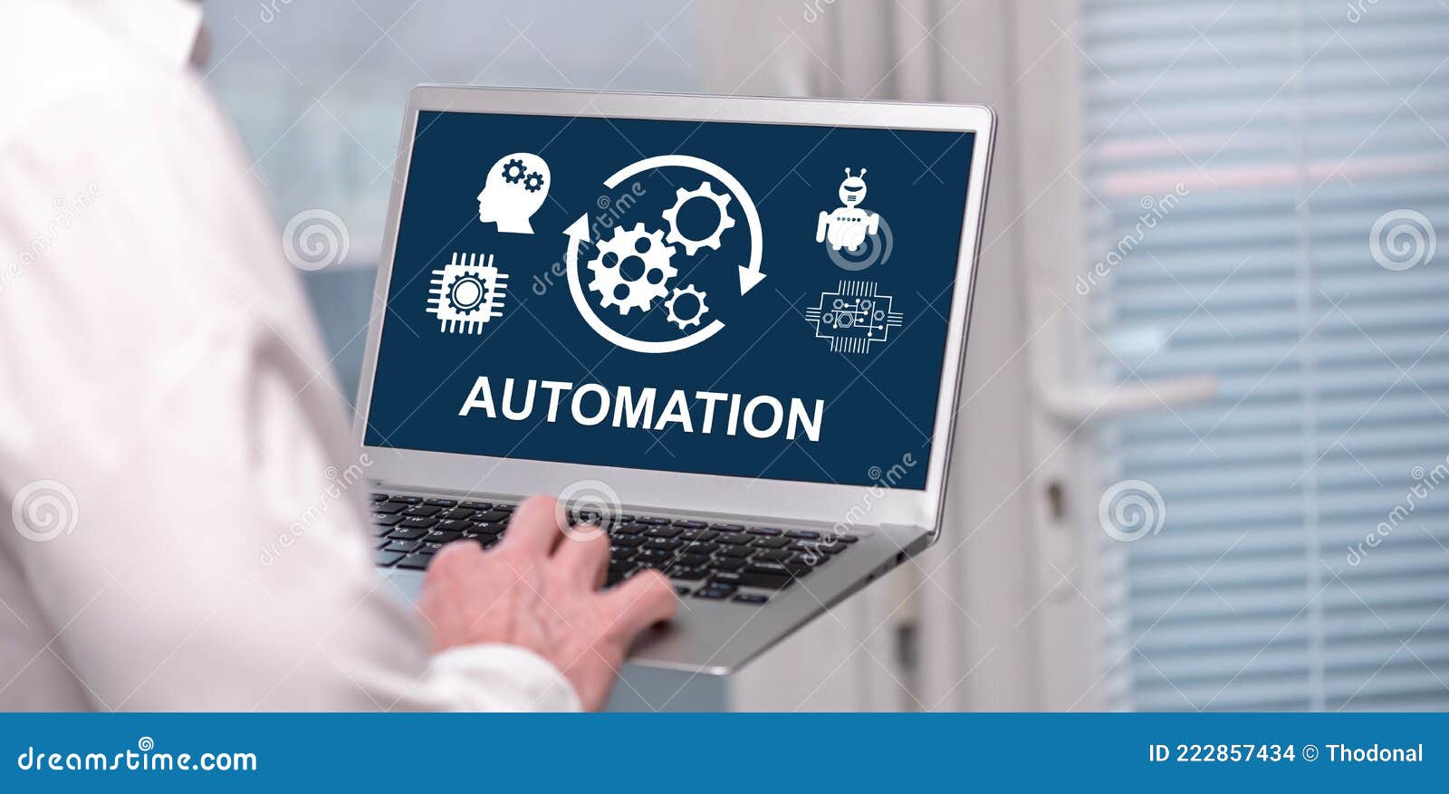 Automation Concept on a Laptop Screen Stock Photo - Image of industry ...