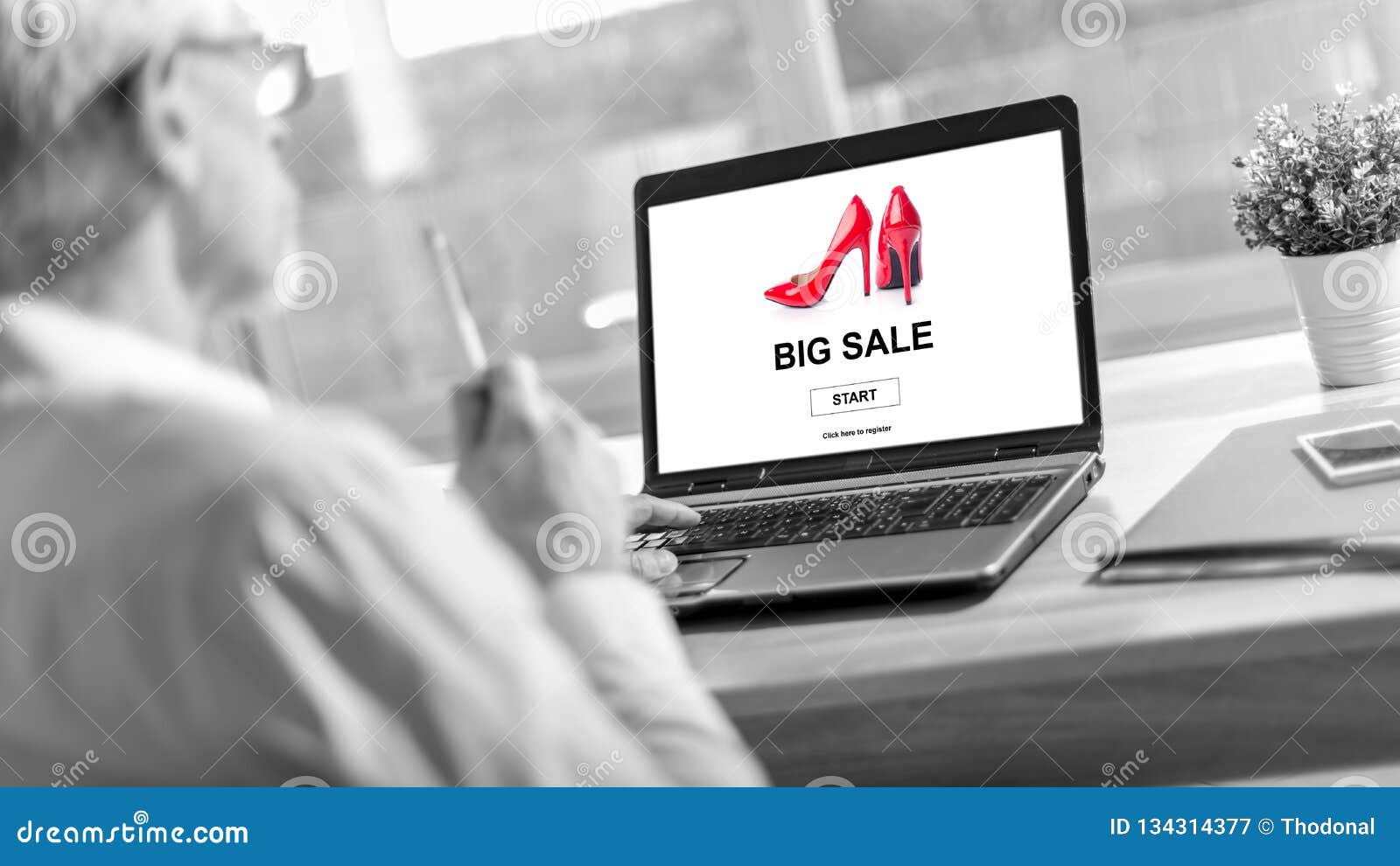 Big Sale Concept on a Laptop Screen Stock Image - Image of shopping ...