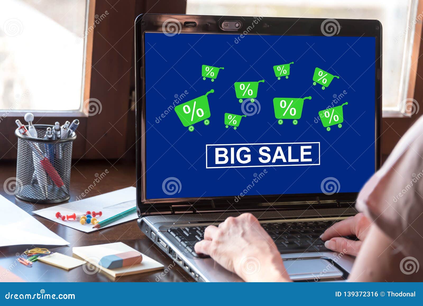 Big Sale Concept on a Laptop Screen Stock Photo - Image of screen ...