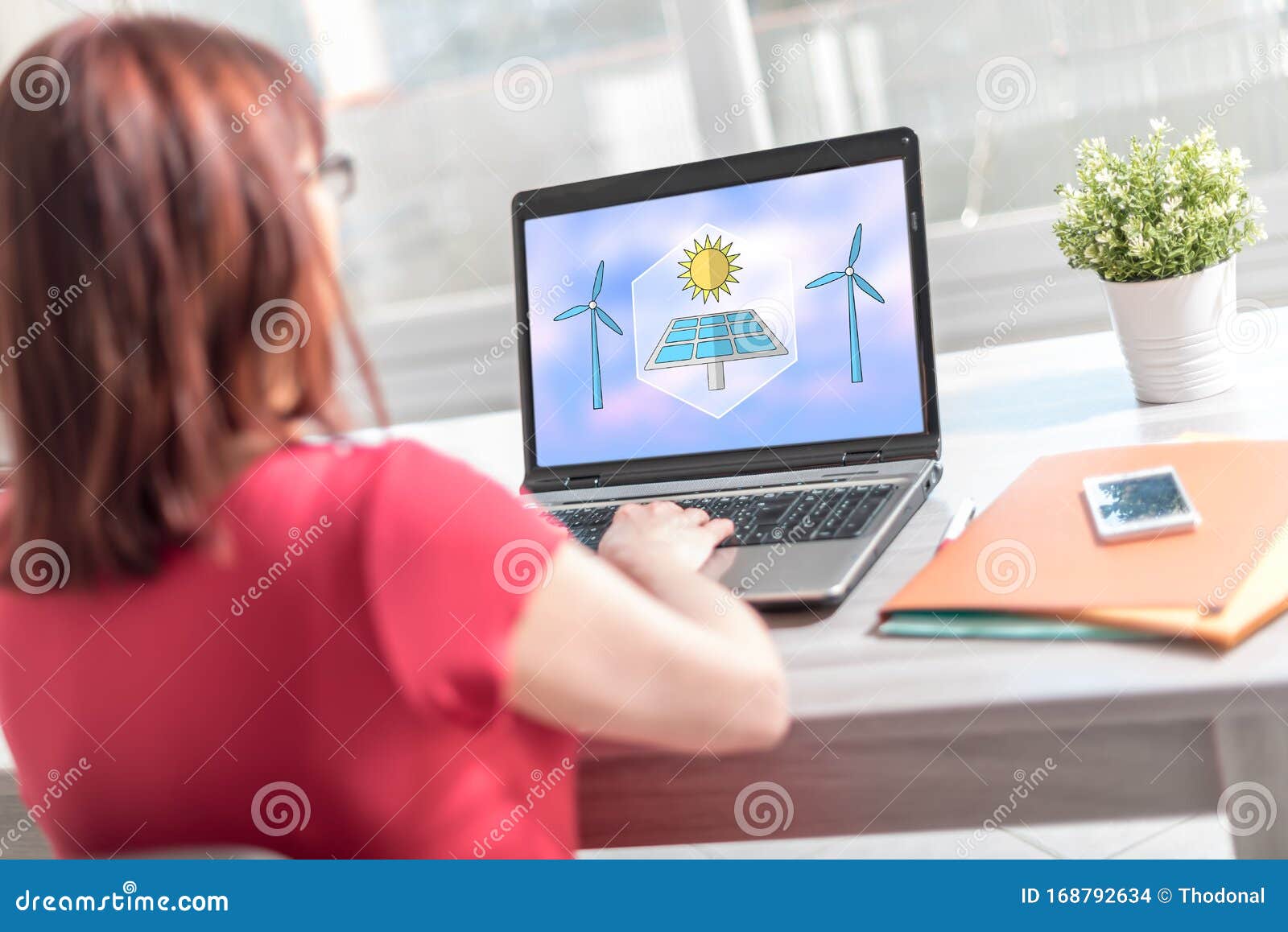 Clean Energy Concept on a Laptop Screen Stock Photo - Image of ...
